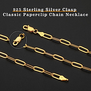 5mm Gold Paperclip Chain Necklace for Women, 20 Inches Gold Chain Necklace for Women Paperclip Chain Necklace for Women Gold Chain 14K Gold Necklace for Women Gold Chain for Women Gold Chain Necklace