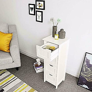 Nightstand Bedside Table Drawer Cabinet Floor Bathroom Cabinet 4 Drawers Dresser Chest Drawer Bedroom Storage Organizer Storage Cabinet Large Storage Spac Space Saving Easy Assemble Storage Tower Dres
