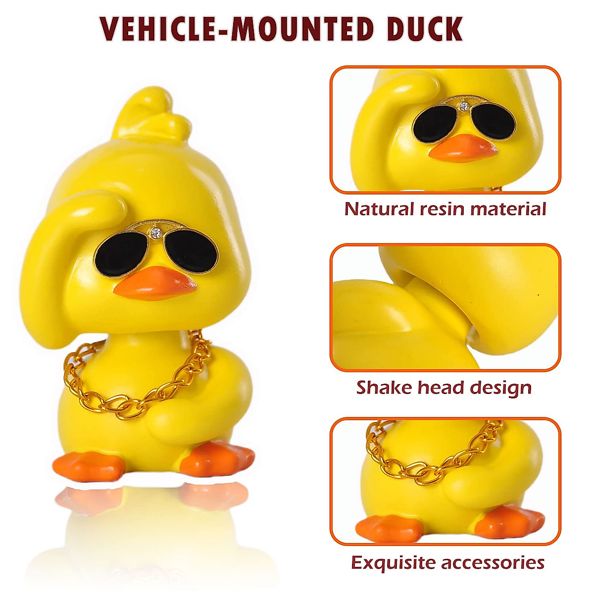 IBWell Cute Yellow Duck Car Ornaments Funny Duck Car Toy, Bobble Head Doll for Car Dashboard Decorations Accessories