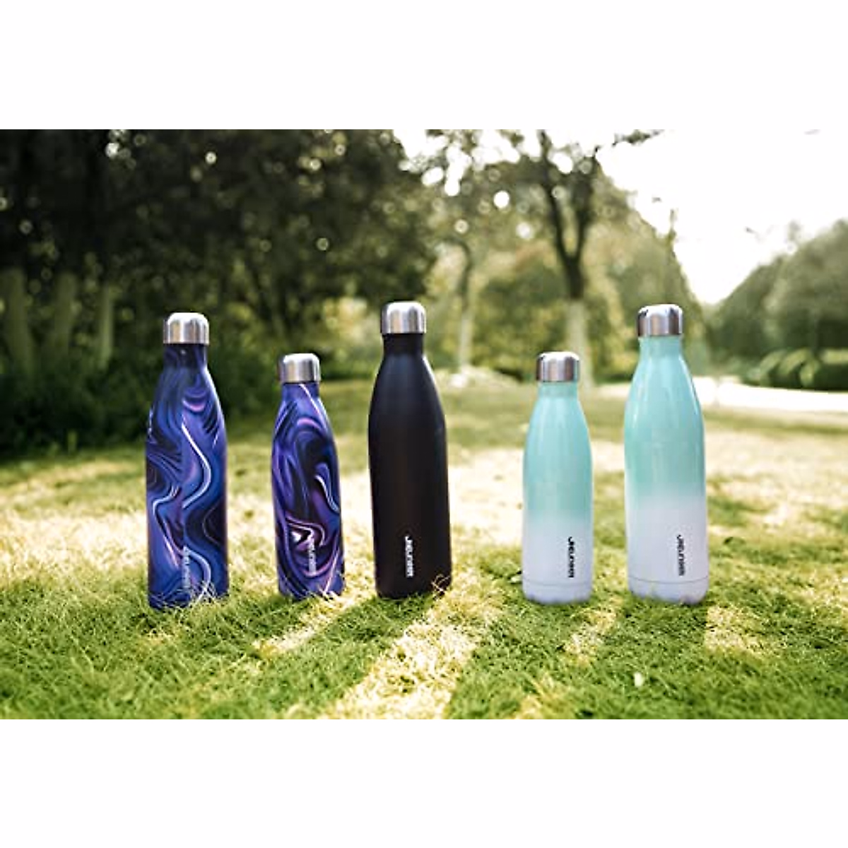 JIELINGER Insulated Stainless Steel Water Bottle -Vacuum Double-Walled Thermos 17Oz - Reusable Metal Water Bottle - Leak-Proof Sports Flask BPA-Free – (Teal shadow, Small)