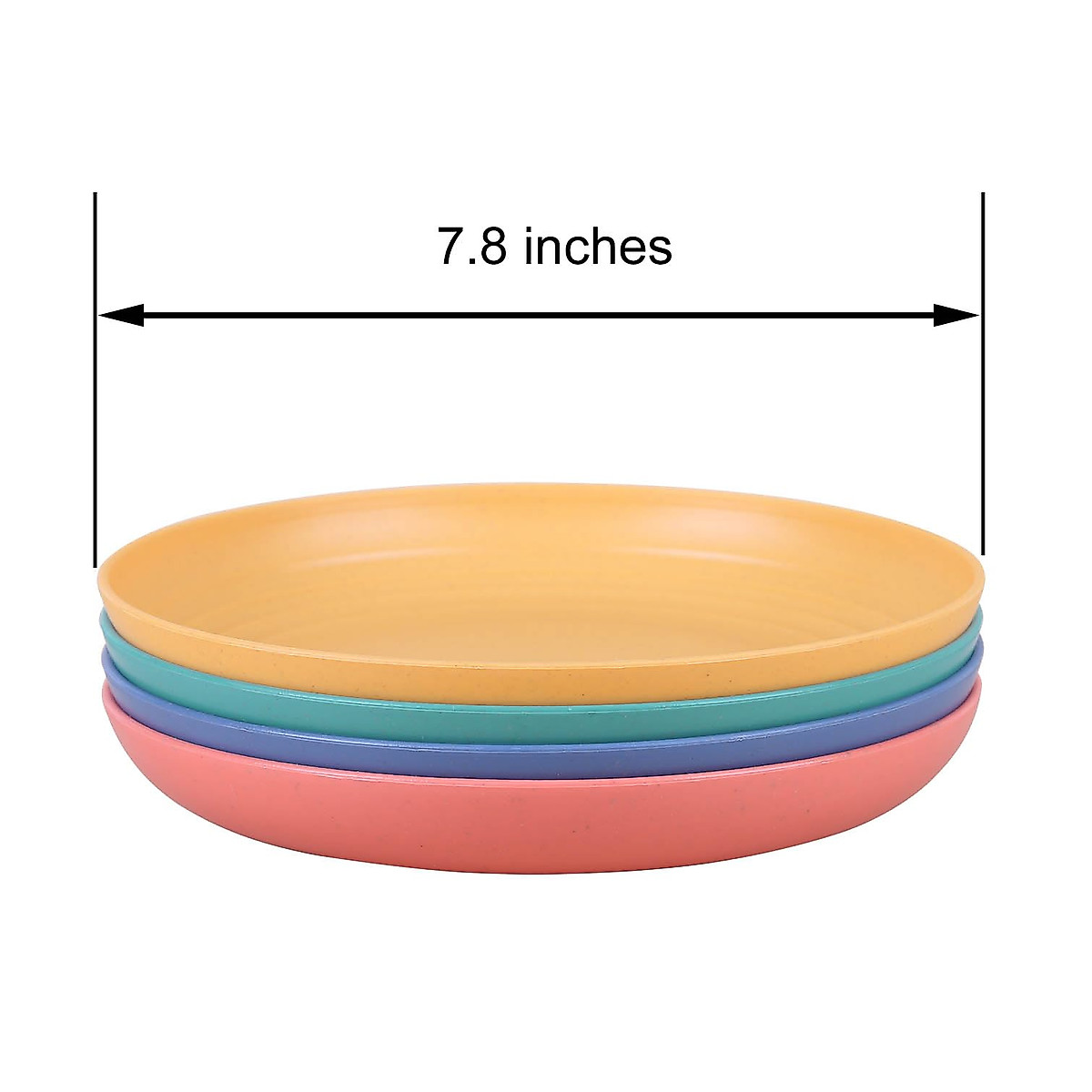 LuckyZone 7.8 Inches Unbreakable Wheat Straw Plates - Lightweight & Reusable Plate Sets of 4 for Kitchen Dishes - Dishwasher & Microwave Safe - Healthy, BPA Free & Eco-Friendly (4 Color)