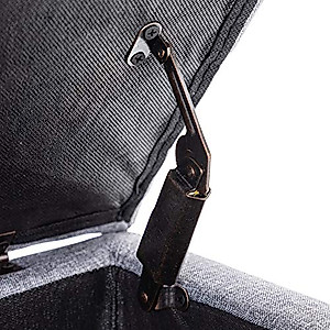 BELLEZE 24 Inch Modern Tufted Bedroom Storage Ottoman Bench, Linen Lift Top Upholstered Foam Padded Rectangular Footstool, Easy Assemble Furniture - Jay (Gray)