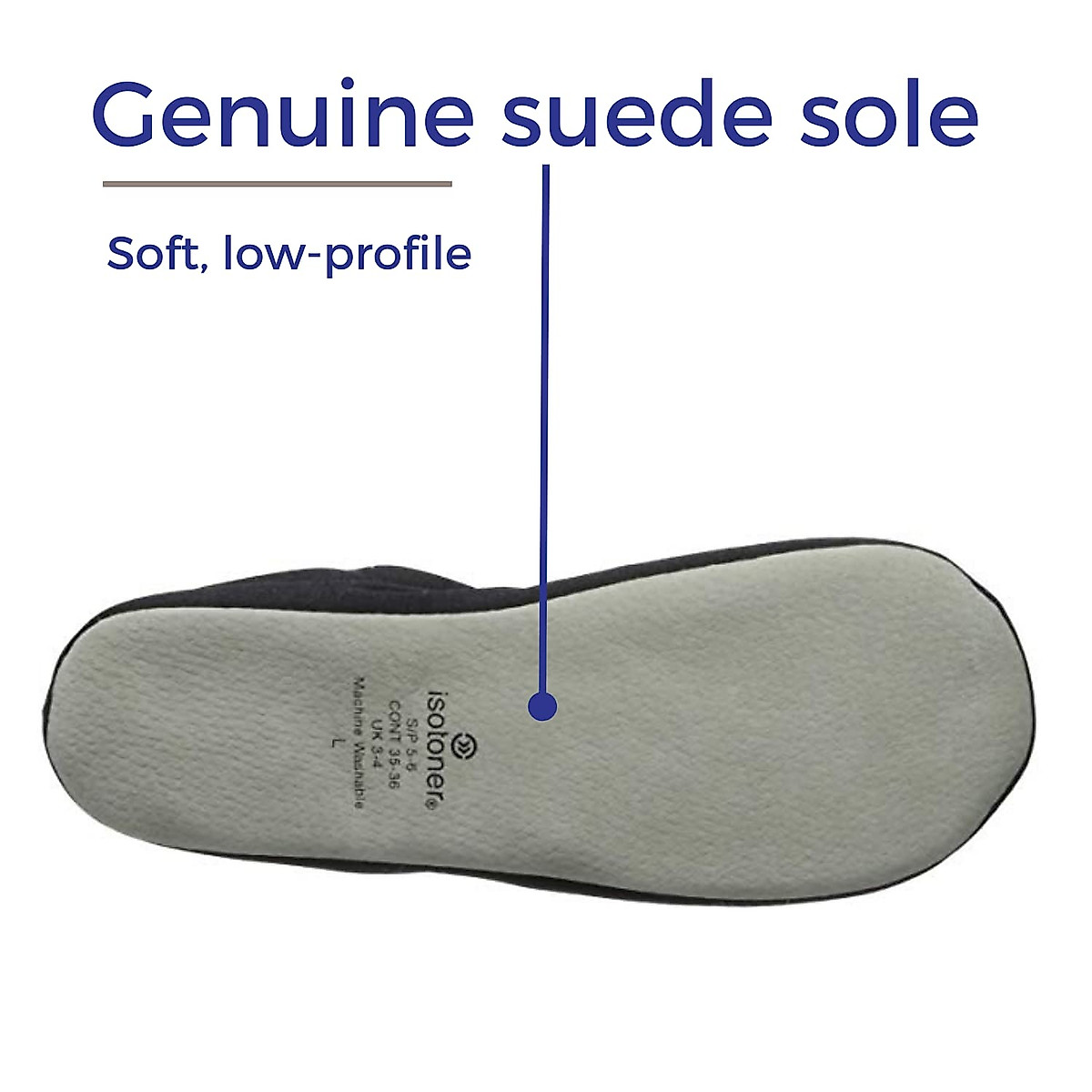 isotoner Women's Satin Ballerina Slippers with Soft Tie Bow and Suede Sole Ballet Flat, Navy Blue, 9.5-10.5