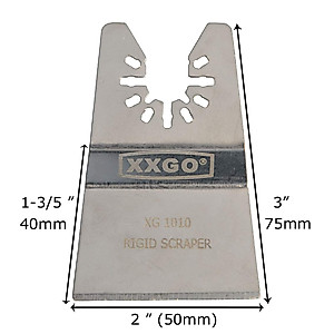 XXGO 2 Pcs Universal 2” Rigid Oscillating Tool Scraper Blades Compatible with Bosch Chicago Craftsman Dewalt Dremel Fein Harbor Freight Makita Milwaukee Porter Cable Ridgid Ryobi Rockwell XG1002
