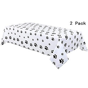 Puppy Themed Birthday Party Decorations - Pet Dog and Cat Paw Party Supplies Puppy Paw Print Plastic Tablecloth 54 x 108 inches Disposable Plastic Table Cover for Dog Themed Birthday Party 2 Pack