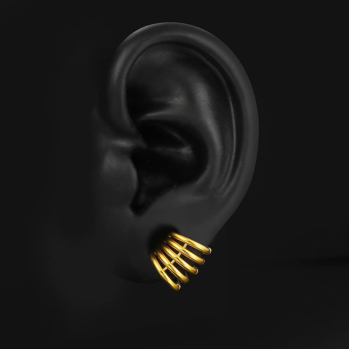 Casvort 2 PCS Hypoallergenic 316 Stainless Steel Gold Classic 00G Stacked Ring Cuffs for Stretched Lobe Ear Tunnels and Plugs Wrap Rings Gauge Earrings Women's Piercing Jewelry