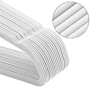 SONGMICS Velvet Hangers 50 Pack, Non Slip Hangers with Rose Gold Color Swivel Hook, Slim Hangers Space Saving, Velvet Hangers for Closet, Heavy Duty Velvet Hangers, White UCRF026W03