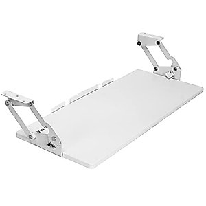 VIVO Large Under Desk 27 x 11 inch Computer Keyboard and Mouse Tray with Swinging Height Adjustment, 12 Settings, Platform Drawer for Typing, White, MOUNT-KB08SW