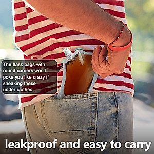 Liquor Plastic Flasks Concealable And Reusable Cruise Sneak Flask Drink Pouches Drinking bags with Funnel (8OZ-6PCS)