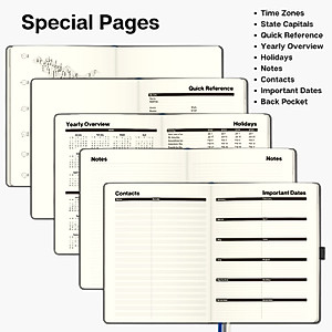 Dunwell Large Undated Appointment Book 2023 (8.5 x 11), Gray Faux Leather, 15 Minute Interval Time Block Planner (30 Min Weekends) No Date Planner Daily Weekly Monthly