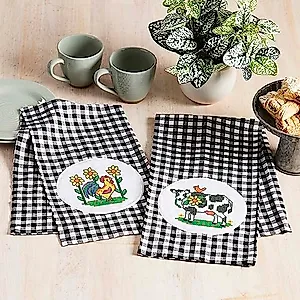 Herrschners Farmhouse Friends Towel Pair Stamped Cross-Stitch