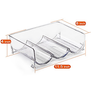 Water Bottle Organizer - Stackable Water Bottle Holder - Plastic Wine Bottle Storage Rack for Cabinet, Refrigerator, Kitchen Countertops, Soda Can Organizer, BPA Free, Clear, 2 Packs