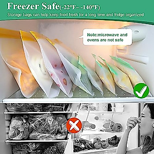 Silicone Bags Reusable Storage Freezer Bags, Silicone Ziplock Bags 4 Reusable Sandwich Bags + 4 Reusable Snack Bags, Leakproof Reusable Food Storage Bags Containers for Travel Picnic, Work, Home Use