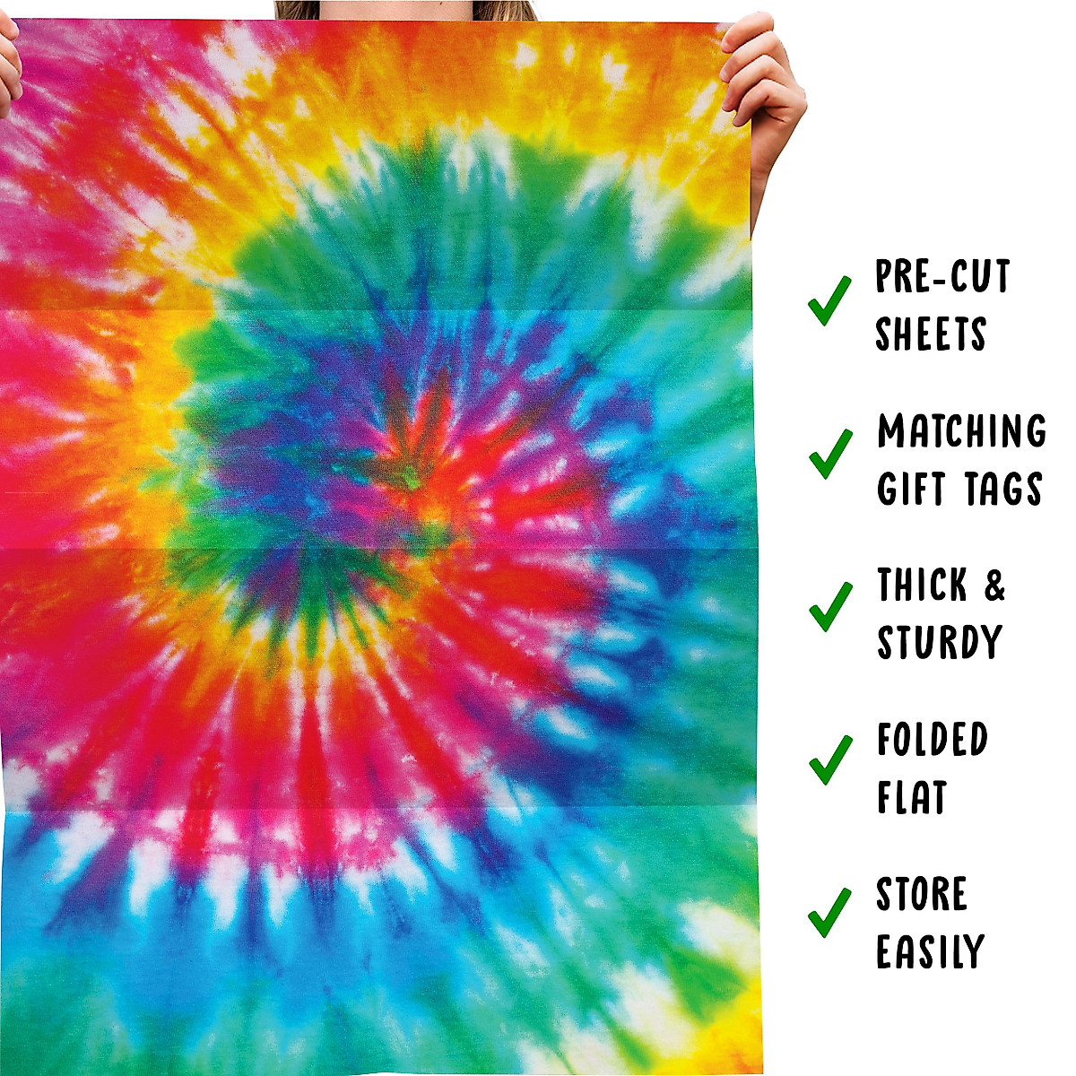 CENTRAL 23 - Colorful Wrapping Paper - 6 Sheets of Rainbow Gift Wrap - Birthday Wrapping Paper For Men Women Teenager - Tie Dye - Pride - Psychedelic - Vegan Ink - Recyclable - Made in UK