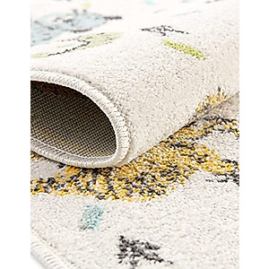 Unique Loom Whimsy Kids Collection Area Rug - Animals (Rectangular 5' 3" x 8' 0", Ivory/ Black)