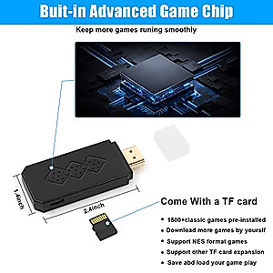 Corpower Wireless Retro Game Console, Built in 1500+ Classic Games HDMI Retro Game Stick Plug and Play Video Games for TV, with Dual 2.4G Wireless Controllers