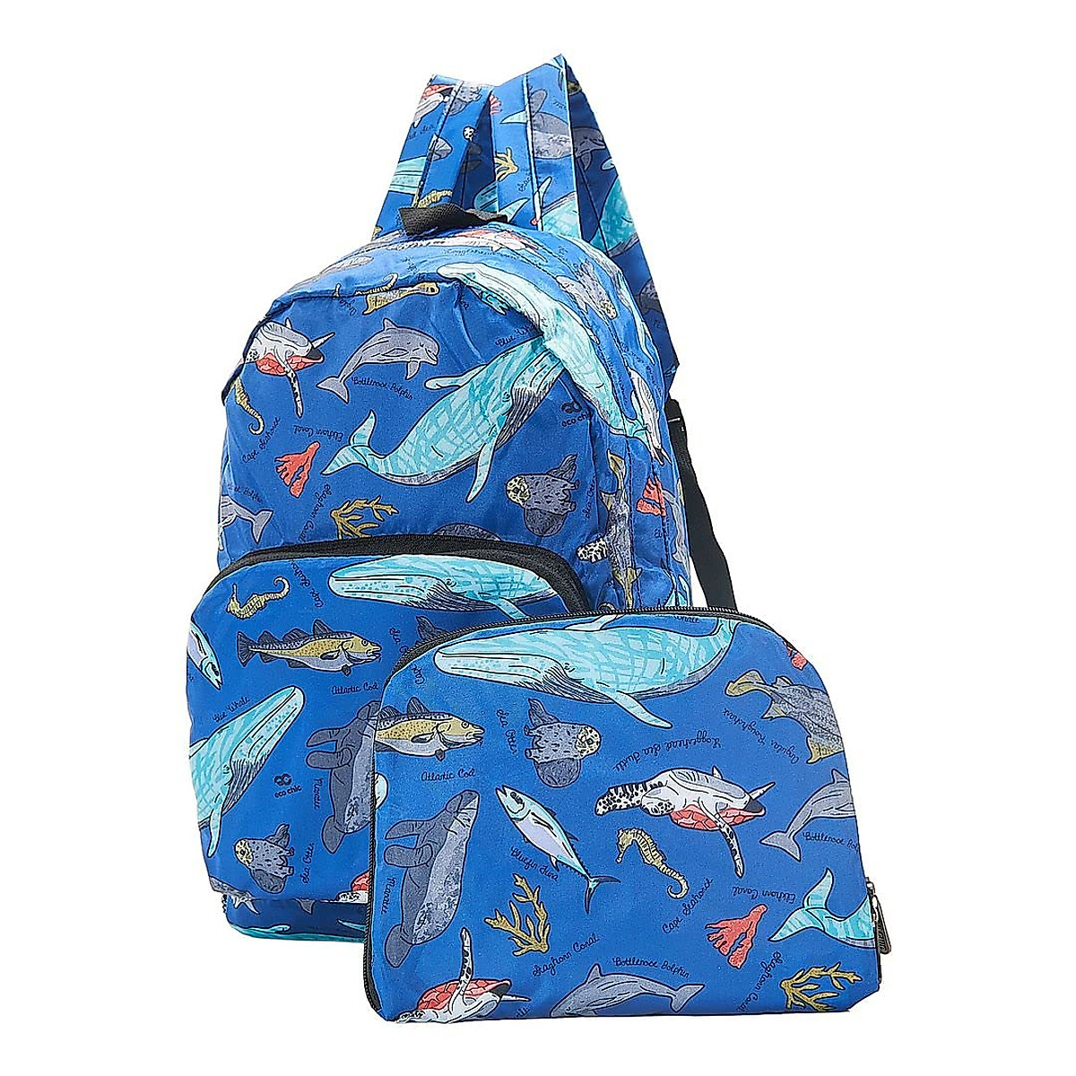 ECO CHIC Lightweight Foldable Backpack (Sea Creatures Blue)