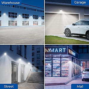 CINOTON 26W LED Wall Pack Light with Dusk to Dawn Sensor, 3000LM[100-277Vac/160W HID/HPS Equiv.] IP65 Waterproof Outdoor Security Flood Lighting for Garage Warehouse Garden 5000K-Daylight 4 Pack