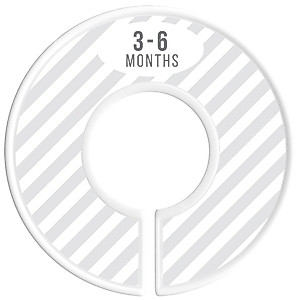 Baby Closet Size Dividers, Light Grey, Set of 6 Organizers, Stripe, Chevron
