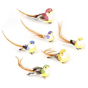 Oumefar 12Pcs Beautiful Simulated Birds Ornament,Lovely Artificial Simulation Foam Bird for Statues Tree Lawn Home Garden Decoration