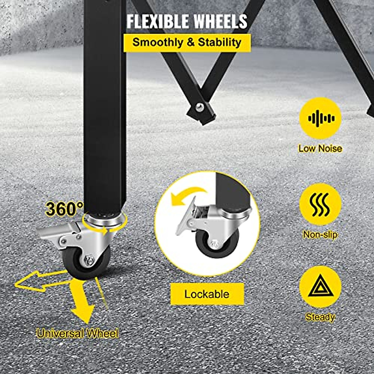 VEVOR Double Folding Security Gate, 63.39" H x 122" W Folding Door Gate, Steel Accordion Security Gate, Flexible Expanding Security Gate, 360° Rolling Barricade Gate, Scissor Gate or Door with Keys