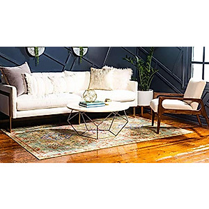 Unique Loom Austin Collection Vibrant Colors, Abstract, Traditional Area Rug, Rectangular 6' 0" x 9' 0", Light Green/Beige