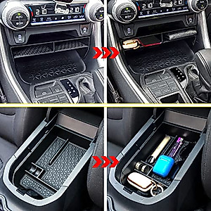 Neepiar 2PCS Center Console organizer Tray and Armrest Storage Box compatible with Toyota RAV4 2023 2022 2021 2020 2019 Insert Secondary Storage box Accessories