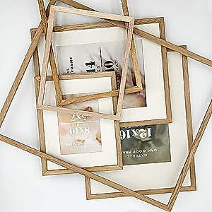 YUMKNOW 5x7 Picture Frame - Modern Boho Frame Opening 5 x 7 Pictures - Solid Wooden Photo Frame for Walls - Natural Oak Wood Poster Print Art Painting - Hanging or Stand at Desk Picture Frame Gallery