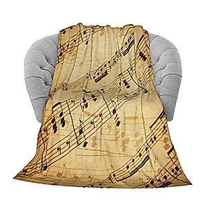 FeHuew Retro Piano Music Score Soft Throw Blanket 40x50 inch Lightweight Flannel Fleece Blanket for Couch Bed Sofa Travelling Camping for Kids Adults