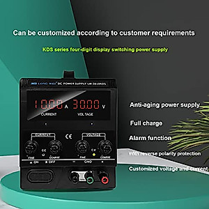 Lwlongwei DC Power Supply Variable, 30V 10A 300W Adjustable Switching Regulated DC Bench Power Supply with 4-Digits LED Power Display Coarse and Fine Adjustments