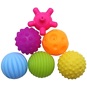 FIVOENDAR 6 Pack Sensory Balls for Kids, Massage Soft & Textured Balls Baby Hands Squeeze Balls Set Develop Kid's Tactile Senses Toys for Touch Hand Ball