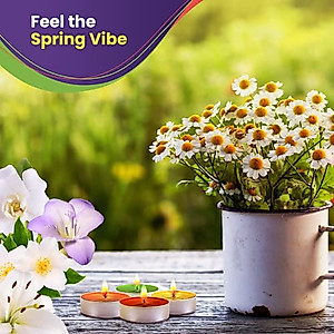 Spring Candles for Home Scented Tea Lights Candles - Spring Candle Set of 64 - Gardenia, Freesia, White Lily, Jasmine - 3-4 Hour Extended Burn Time - Spring Candles for Home, Holiday, Wedding & Party