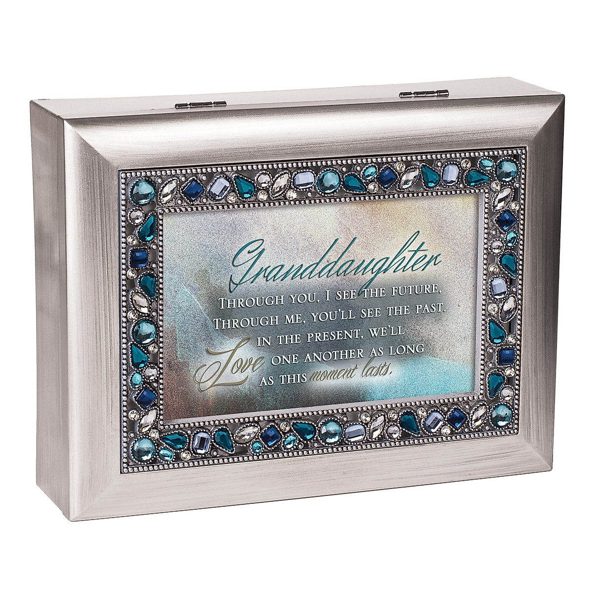 Cottage Garden Granddaughter See Future Through You Silvertone Jeweled Music Box Plays You Light Up My Life