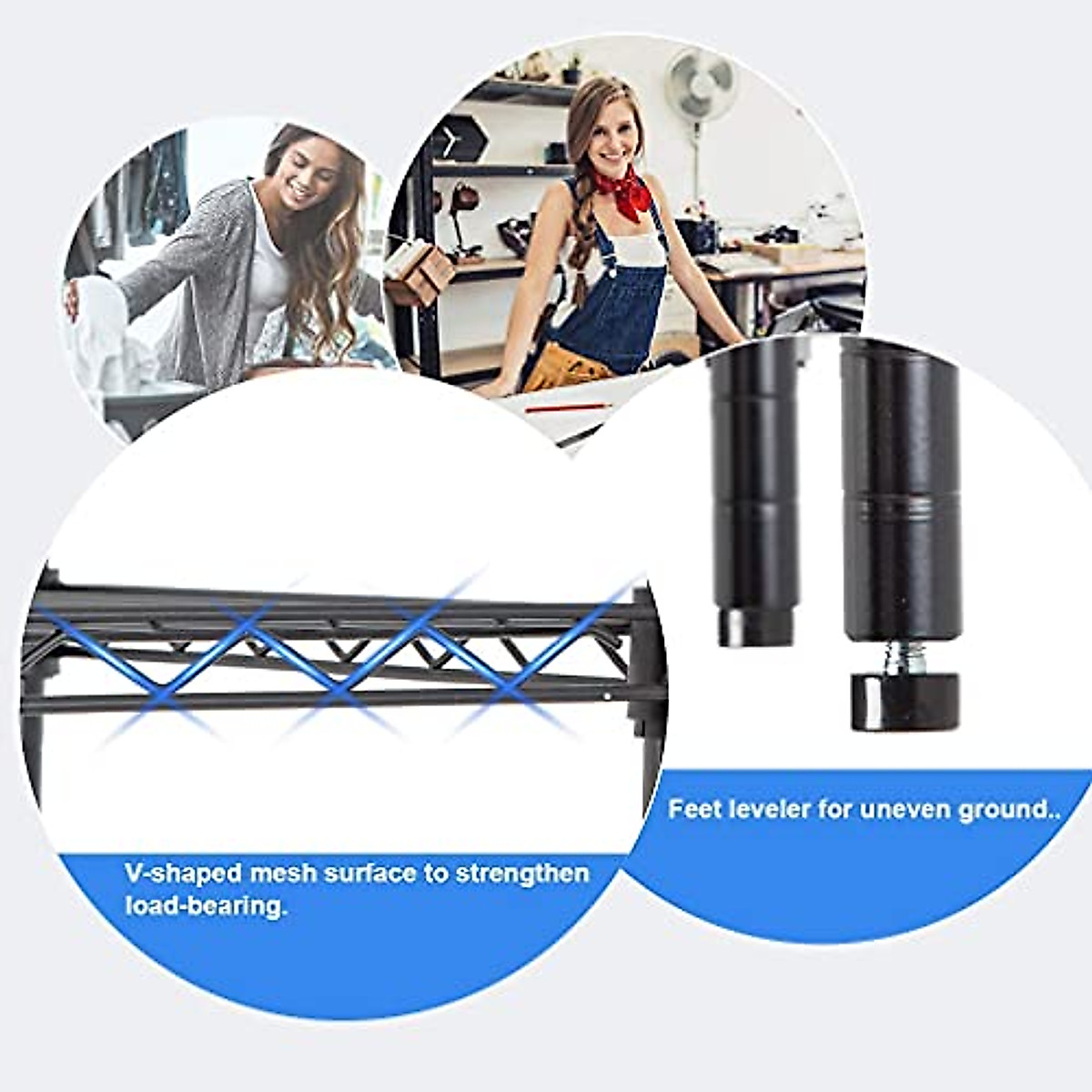 4 Tier Wire Shelving Rack Wire Shelving Unit, Metal Steel Shelves Adjustable Storage Organizer,1000 LBS Capacity, 54" H x 36" W x 14" D, Garage Shelving Rack for Office Kitchen Pantry Black