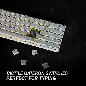 Durgod Hades 68 RGB Mechanical Gaming Keyboard - 65% Layout - Cherry Profile - Doubleshot PBT - USB Type C - Aluminium Chassis (Gateron Brown, White)