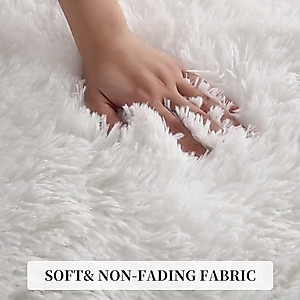 Zacoo Runner Rug for Bedroom 2x6 Soft Fluffy Area Rugs Shaggy Throw Carpet for Hallway Bedside Non Slip Plush Furry Floor Cover for Entryway Nursery Kids Room Living Room Decor, White