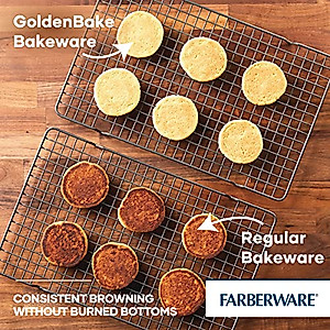 Farberware GoldenBake Bakeware Nonstick Baking Pan/Cake Pan with Lid, Rectangle, Insulated, 9 Inch x 13 Inch - Gray