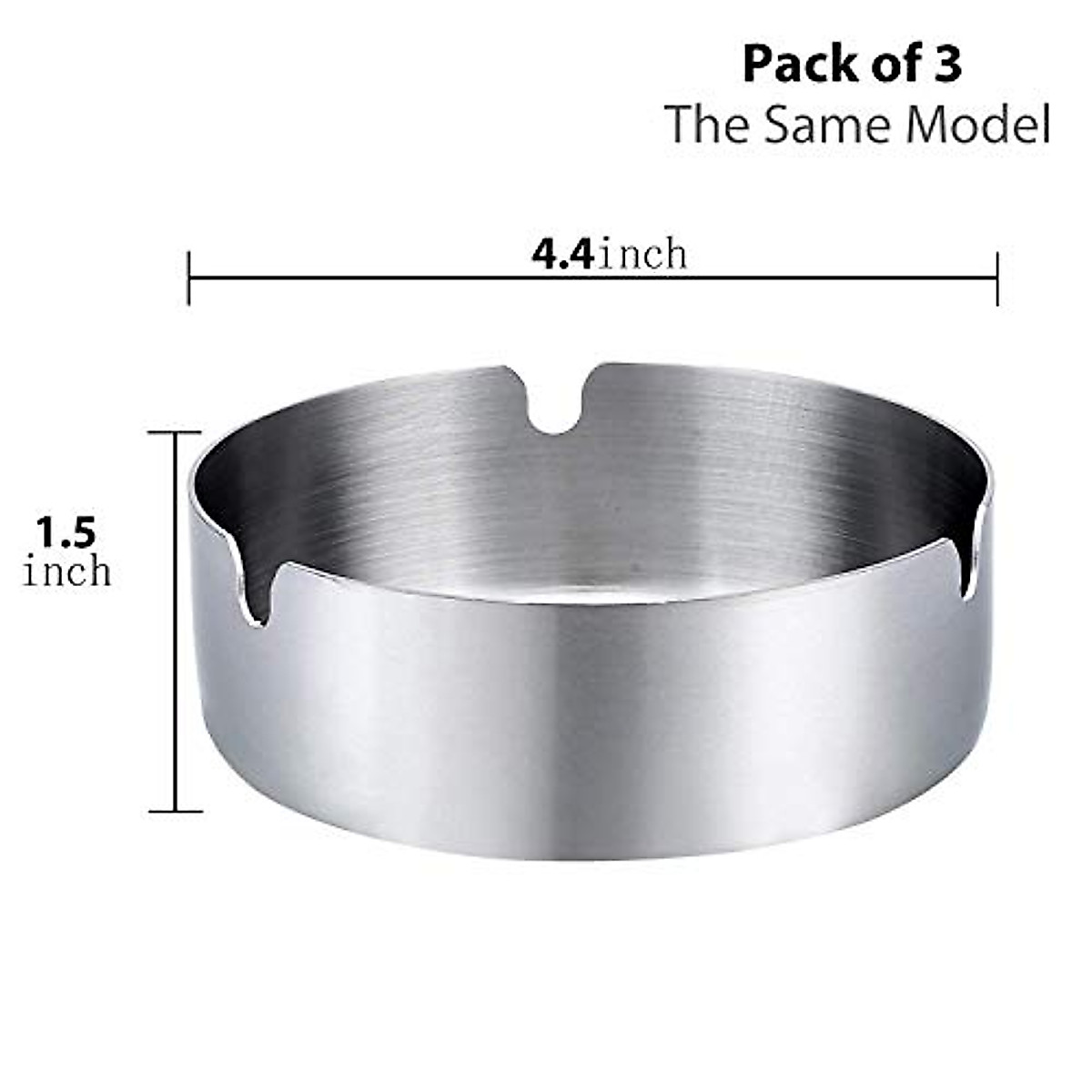 Pack of 3 Cigar Ashtray Tabletop Round Stainless Steel Ash Tray Suitable for Cigarette Ash Holder for Home