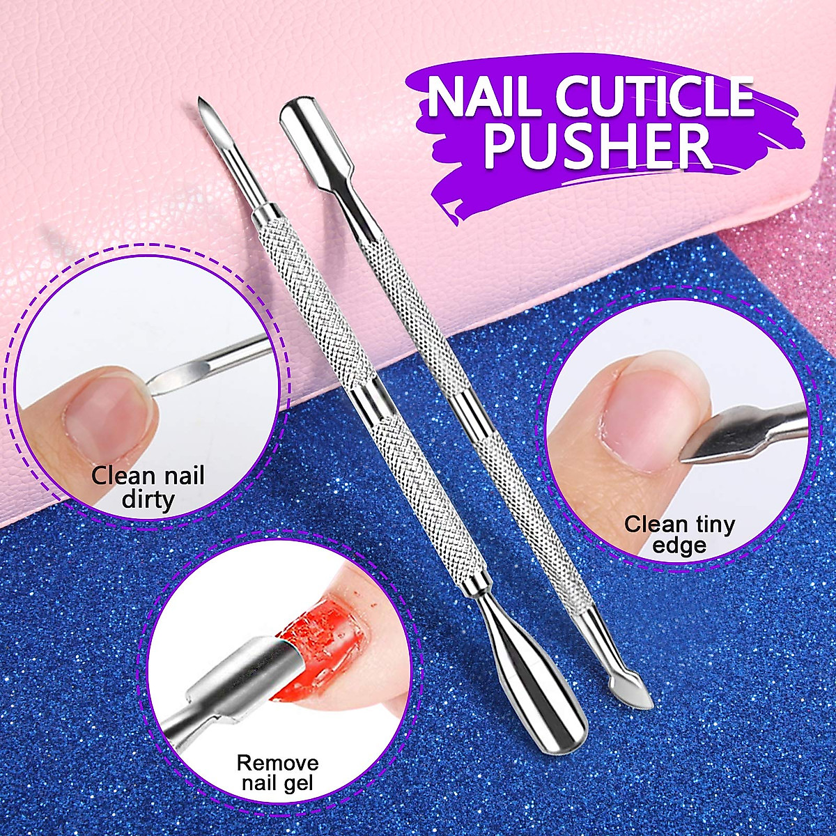 HNYYZL Manicure Kit - Nail File, Buffer, Cuticle Clipper, Pusher & Brush for Salon Nail Art