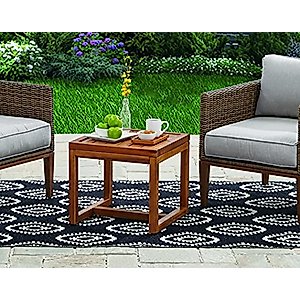 Indoor/Outdoor Patio Garden Funiture Reid 20" Square Solid Acacia Wood Side Table -Teak Finish