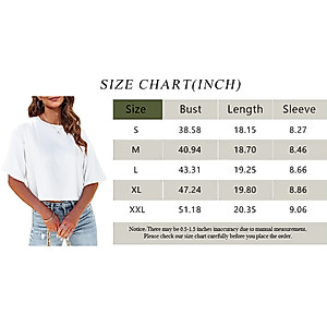 Tankaneo Women Half Sleeve Cropped T-Shirts Drop Shoulder Round Neck Crop Tops Casual Summer Solid Color Basic Tees