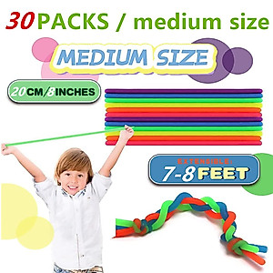 Abitor 30 Packs Monkey Noodles Stretch String Stress Relief Physical Exercise Size: 20 cm / 8inches Long Extend to More Than 9 feet