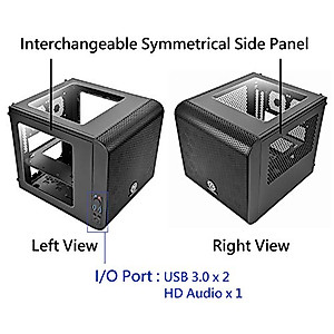 Gigabyte A520I AC & Thermaltake Core V1 SPCC Mini ITX Cube Gaming Computer Case Chassis, Interchangeable Side Panels, Black Edition, CA-1B8-00S1WN-00