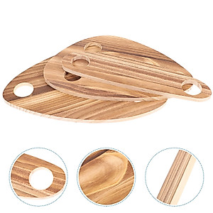 Hemoton 3Pcs Rectangular Wooden Serving Tray Set with Wine Bottle Topper, Cheese Plates and Jewelry Tray