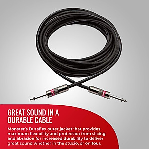 Monster Prolink Classic Speaker Cable - 25FT Straight to Straight Instrument Cable - Straight 1/4-Inch Plugs - Guitar Cord w/Superior Signal Transfer, Noise Reduction, Duraflex Outer Jacket