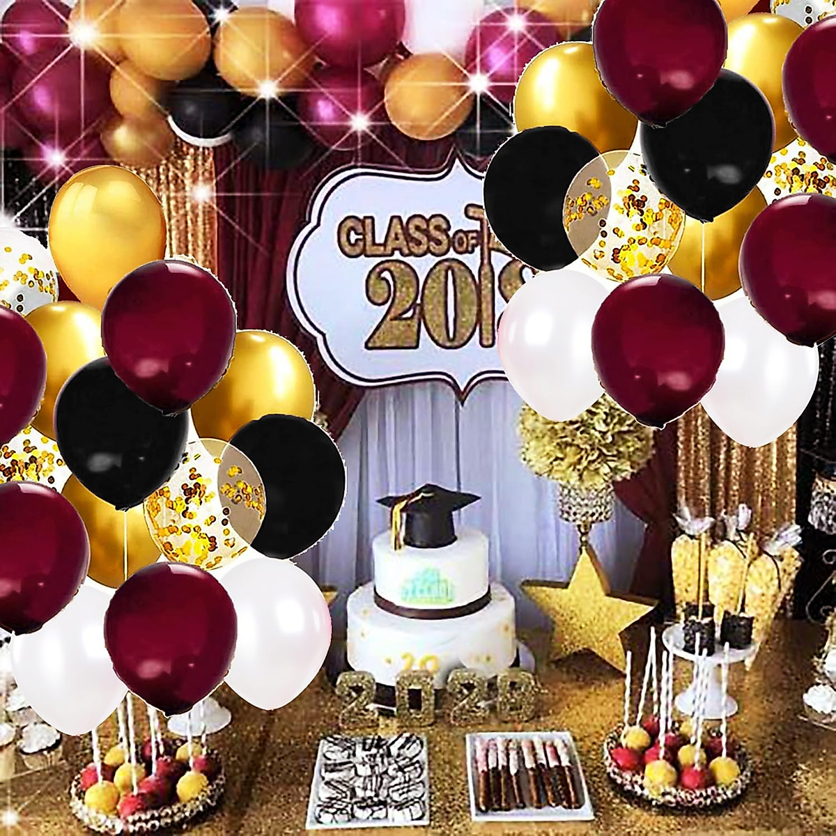 Graduation Decorations Maroon Gold 2024/Burgundy Graduation Party Decorations/Maroon Gold Black Burgundy Black Gold White Balloons FSU/Wizard Party Decorations/Burgundy Gold Birthday