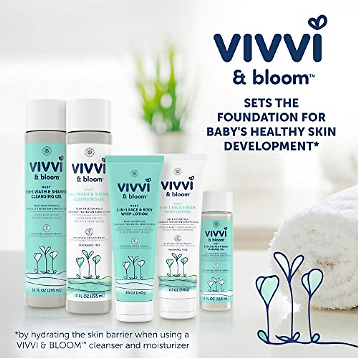 Vivvi & Bloom Gentle 2-in-1 Baby Lotion, Face and Body, for Delicate & Sensitive Baby Skin, Hypoallergenic Lotion Natural Scent, 8.5 oz (Pack of 1)