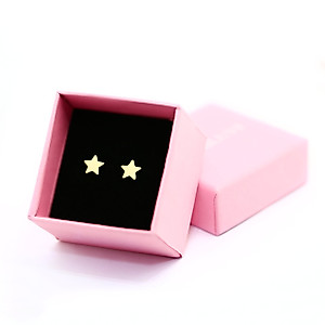 ELBLUVF Stainless Steel Women Crescent Moon and Star Lucky Stud Earrings Choose Colors (Gold star + star)
