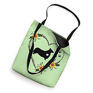 Corgi Dog Heartbeat With Paw Prints On Green Tote Bag