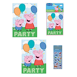 Unique Peppa Pig Birthday Party Supplies Bundle includes 24 Party Invitations